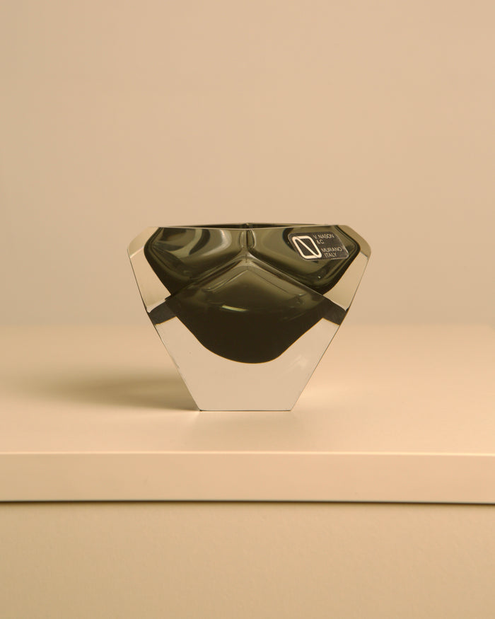 Vide Poches Black “Diamond” wall-mounted glass tray in Muran