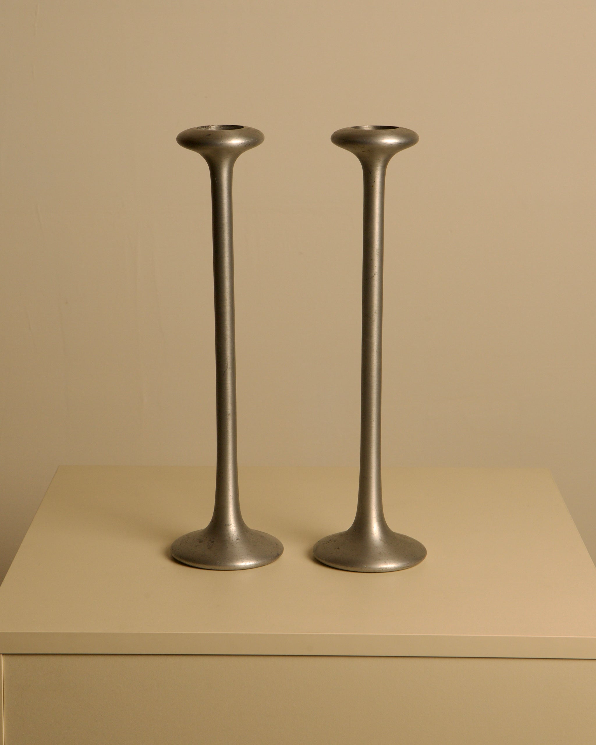 Candle Holders Pair of 80s cast aluminum candlesticks
