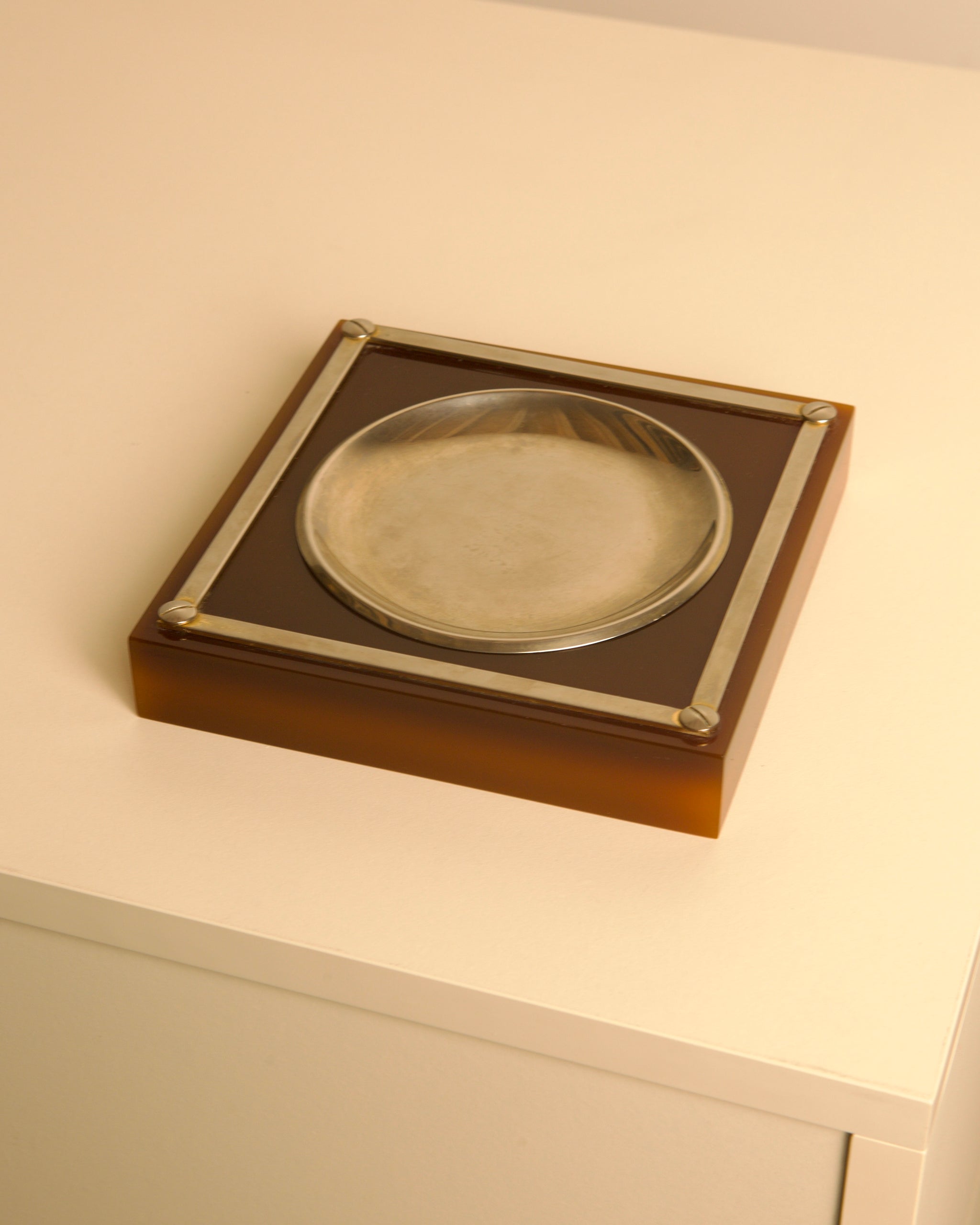 Vide Poches Italian square trinket tray in metal and resin,
